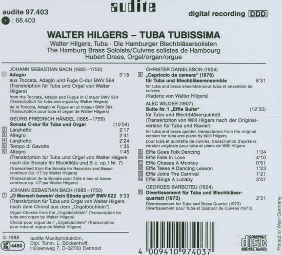 Walter Hilgers - Tuba Tubissima (CD), Hubert Drees | Muziek | bol.com