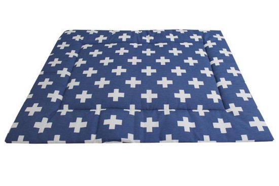 Boxkleed Plusjes Wit / Blauw 80 x 100 cm | bol.com