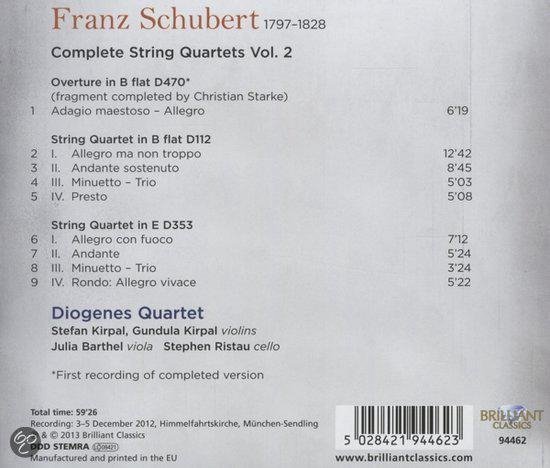 Schubert; Complete String Quartets Vol. 2, Juli | CD (album) | Muziek | bol