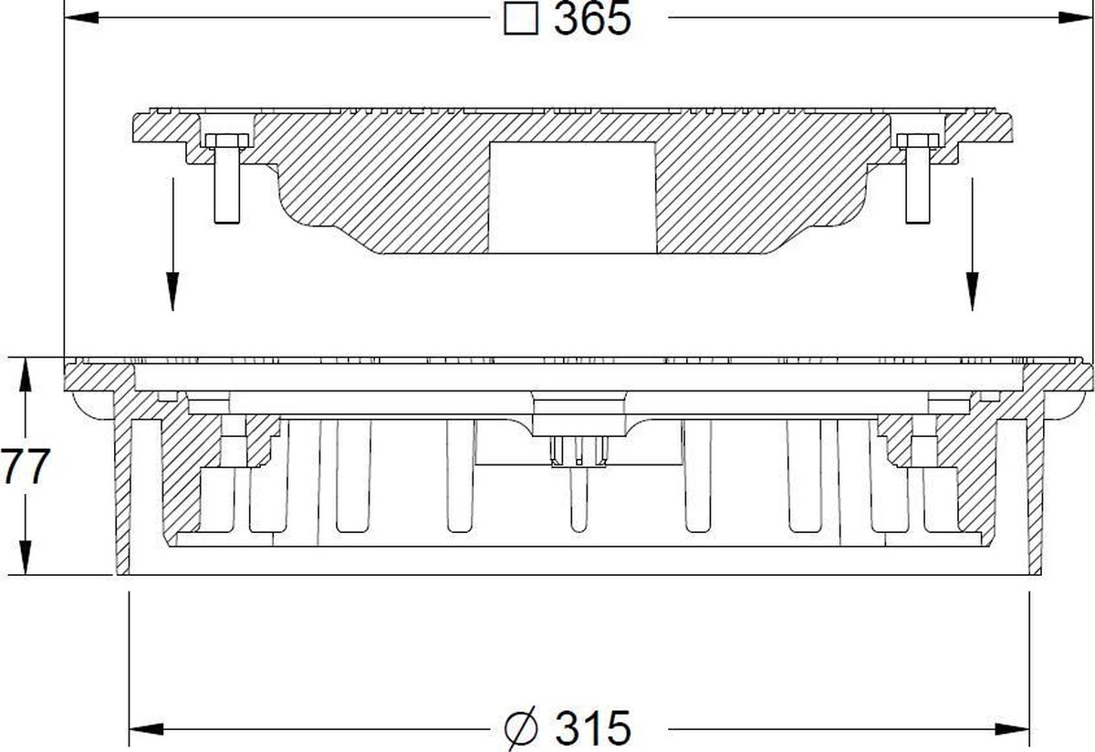 Putdeksel, vierkant, 365 x 365 mm, met dichte deksel | bol.com