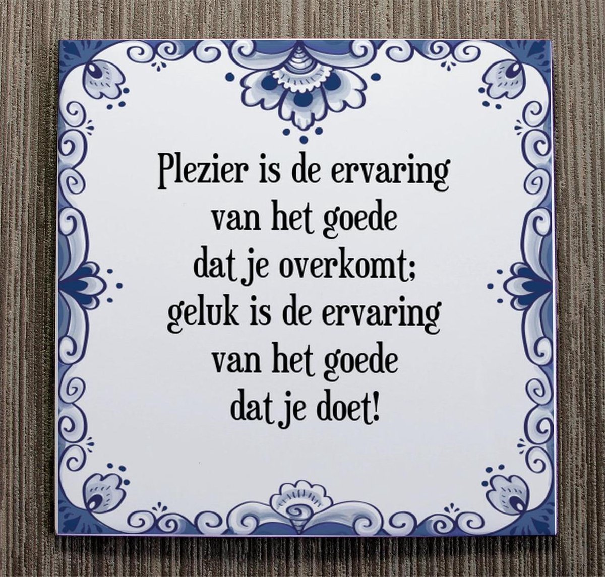 Tegeltje met Spreuk (Tegeltjeswijsheid): Plezier is de ervaring van het goede dat je... | bol.com