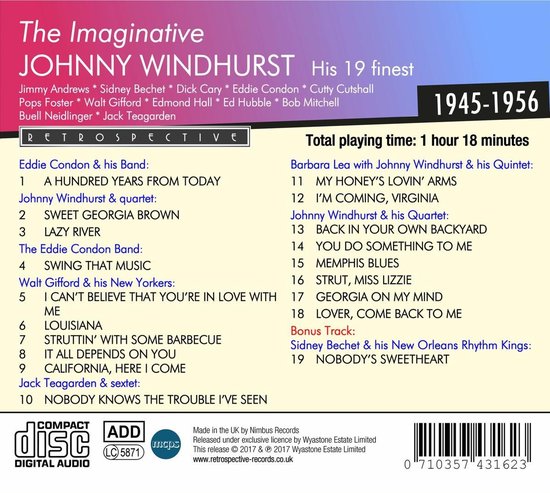 Johnny Windhurst - His 19 Finest (CD), Johnny Windhurst | Muziek | bol.com