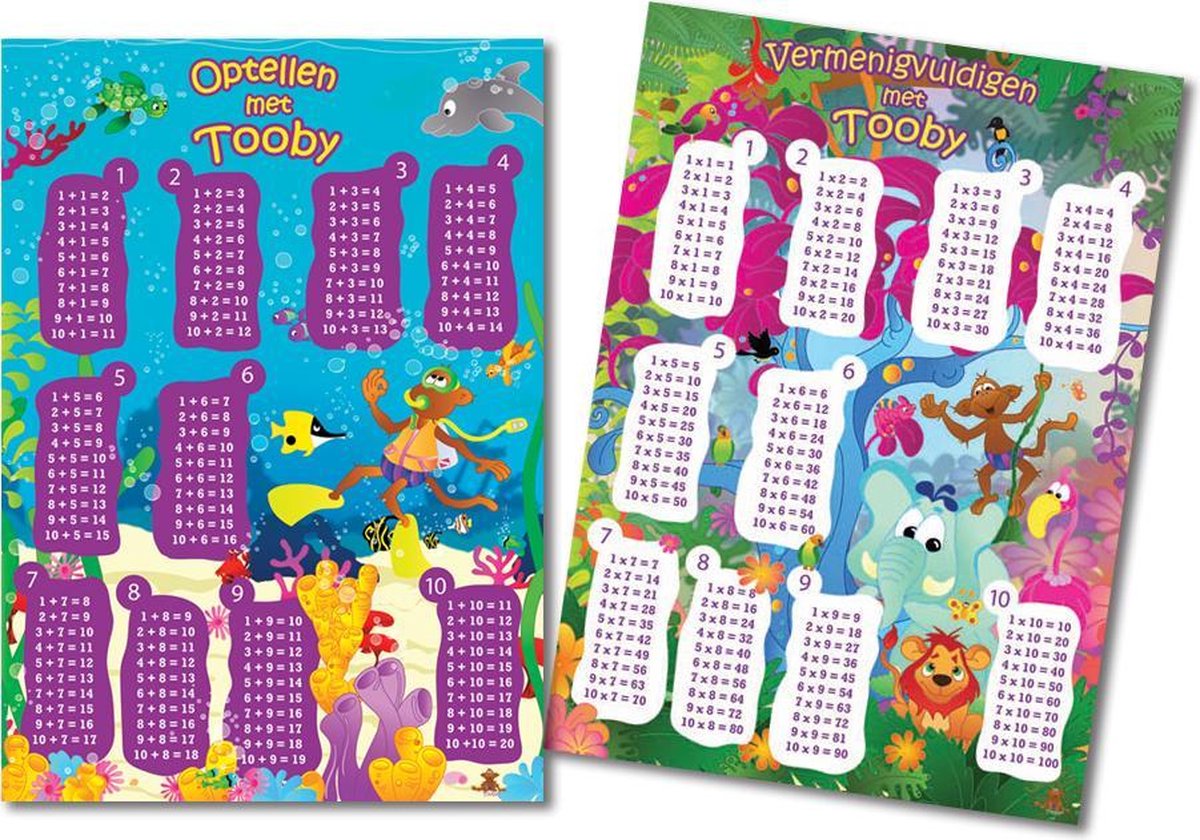Tooby rekenen poster / Optellen met Tooby & Tooby tafel poster ...