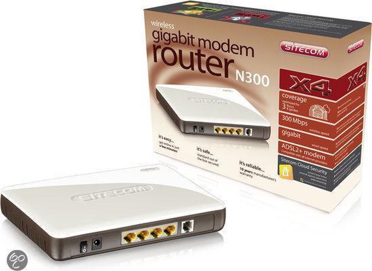 Sitecom N300 X4 Wireless Gigabit Modem Router | bol.com