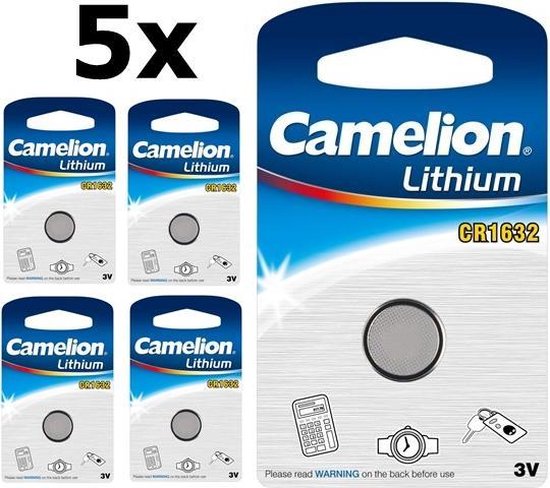 5 Stuks - Camelion CR1632 125mAh 3V Lithium Knoopcel Batterij | bol.com