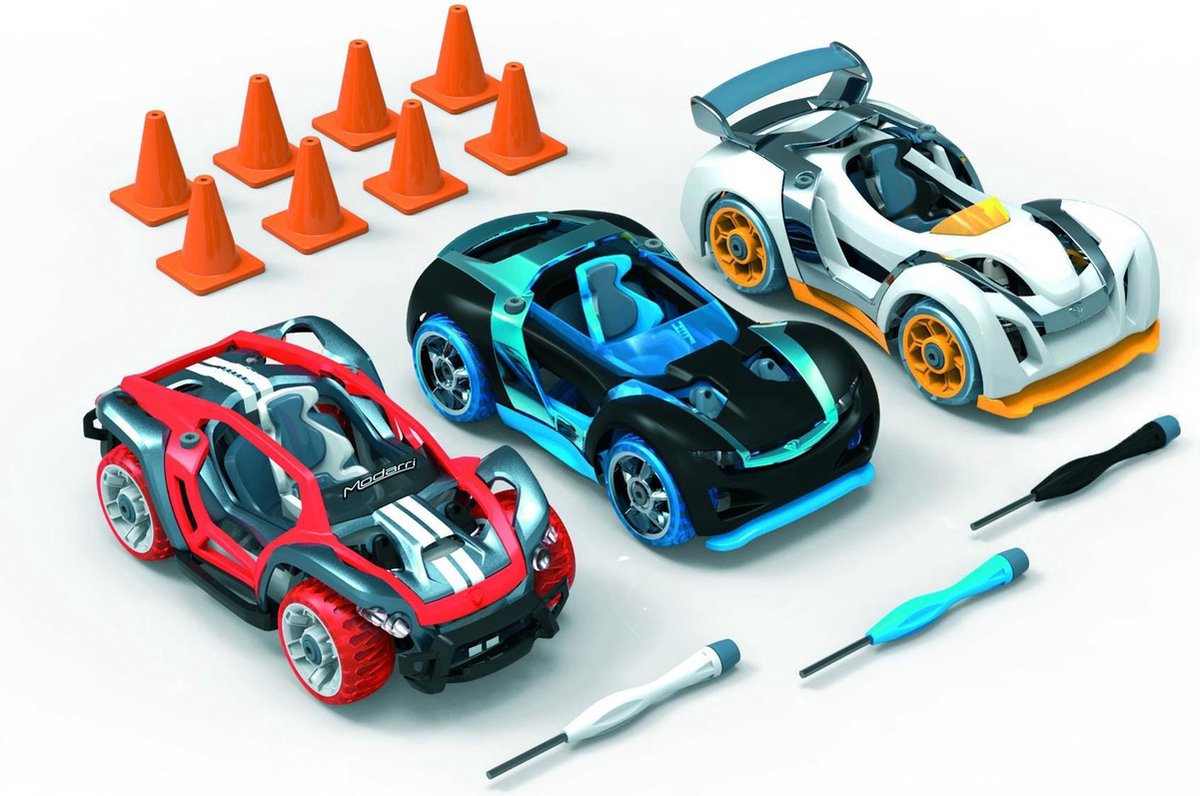Modarri 3-pack Cars, Rood/ Blauw/ Wit 33 X 21.5 X 13.5 Cm | bol.com
