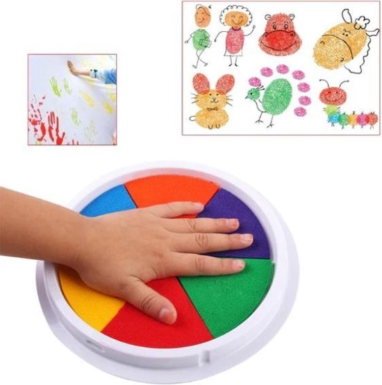 Hand stempelkussen XL regenboog kleuren 19cm doorsnede voor kind | bol.com