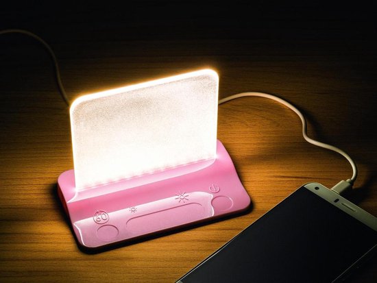 Led Usb Table Lamp & Charger Dimmable Pink | bol