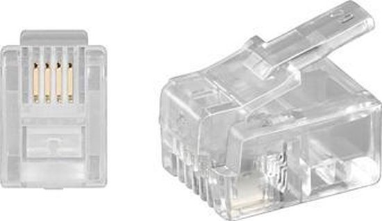 RJ11 Connector - 4 pol. - Unshielded 10 stuks - Kabelverbinder - Kabel ...