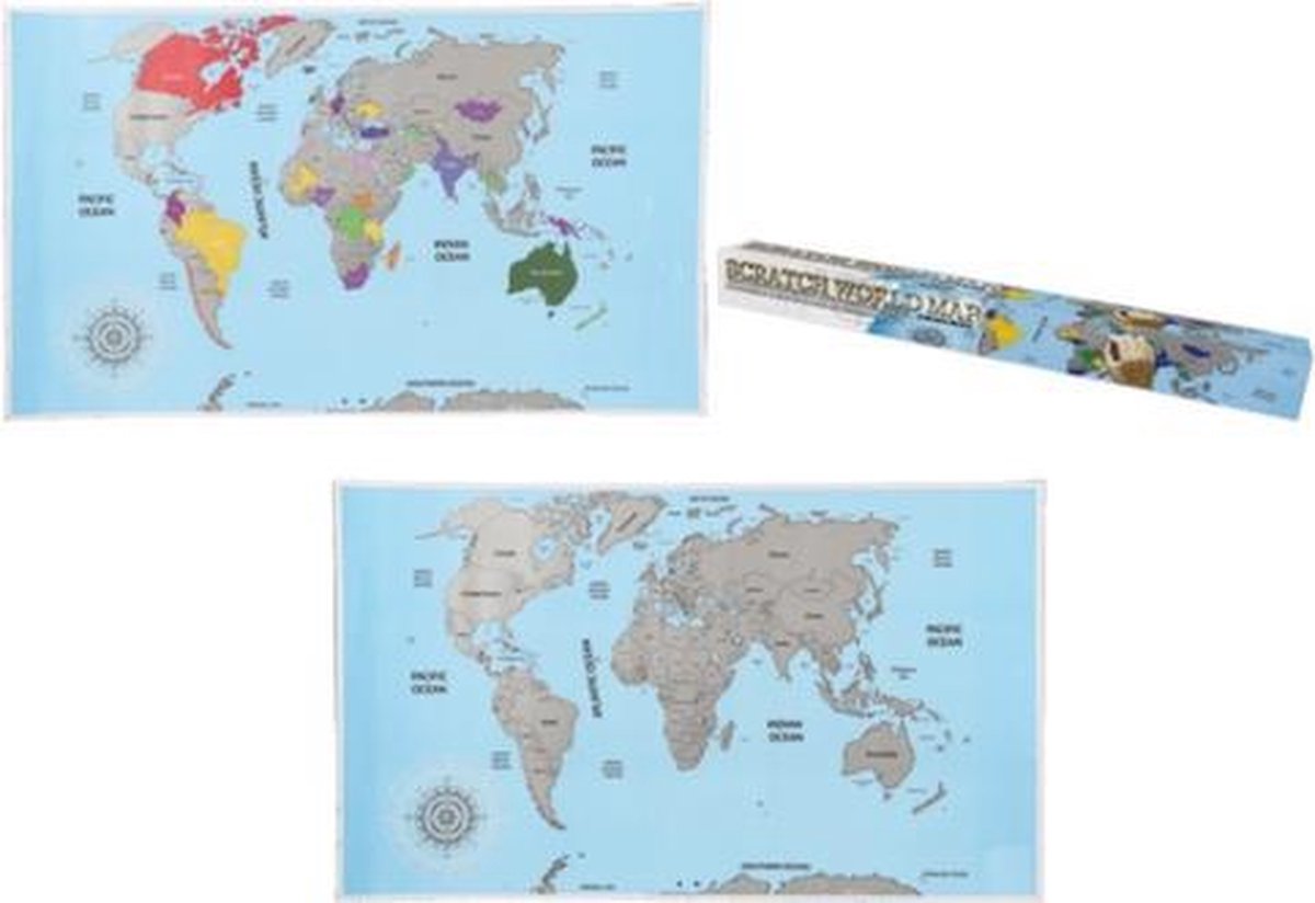 Kraskaart wereld | Wereldkaart | Scratch Map | Kraskaarten | kras kaart ...