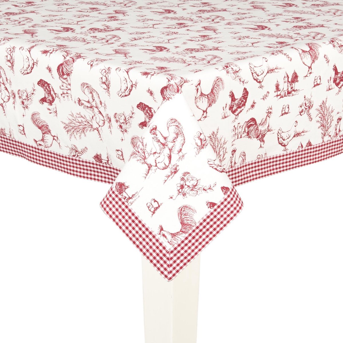 Mooi landelijk tafelkleed met kippen motief afgewerkt met een leuk ...