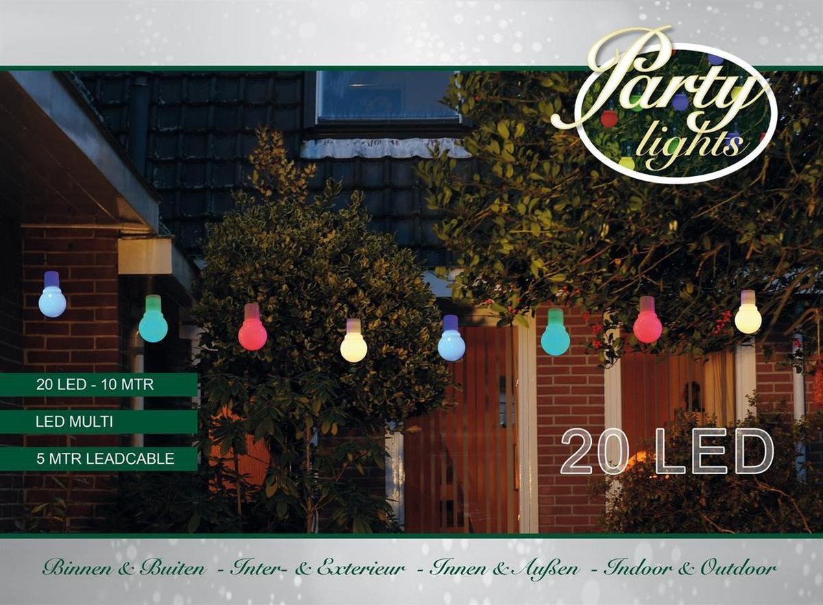 Partylights / Feestverlichting - 20 LED lampen - Multicolor - Pastel - 10m | bol.com