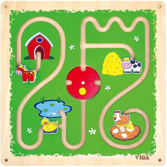 Viga Toys Wandspel Doolhof Boerderij 47 Cm Groen | bol