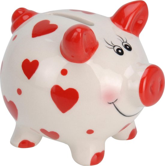 Tender Toys Spaarvarken 8 Cm Wit/rood | bol.com