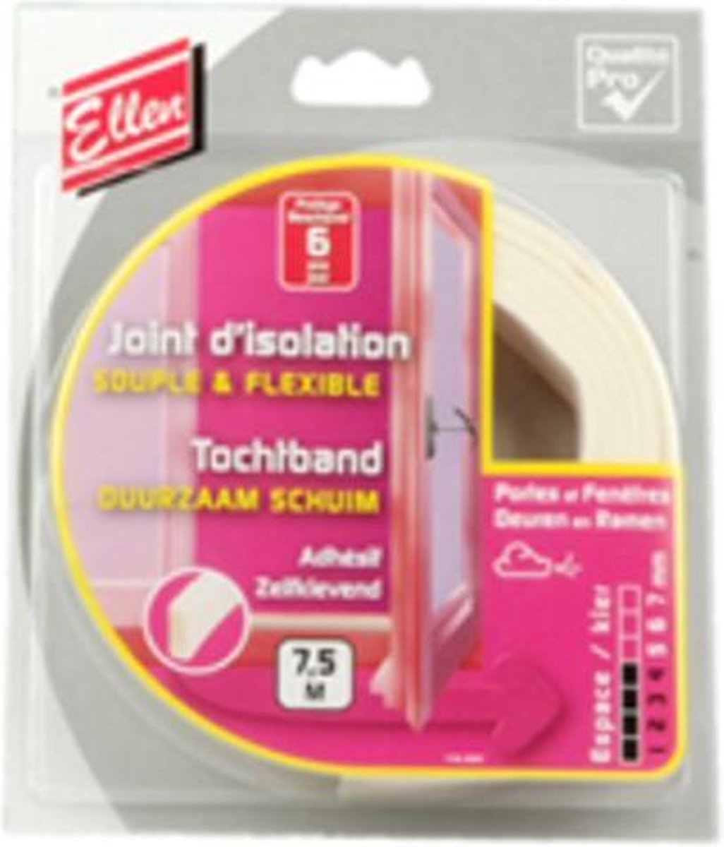 Ellen Zelfklevende Tochtstrip - I-profiel - 7.5M x 9MM - Wit | bol.com