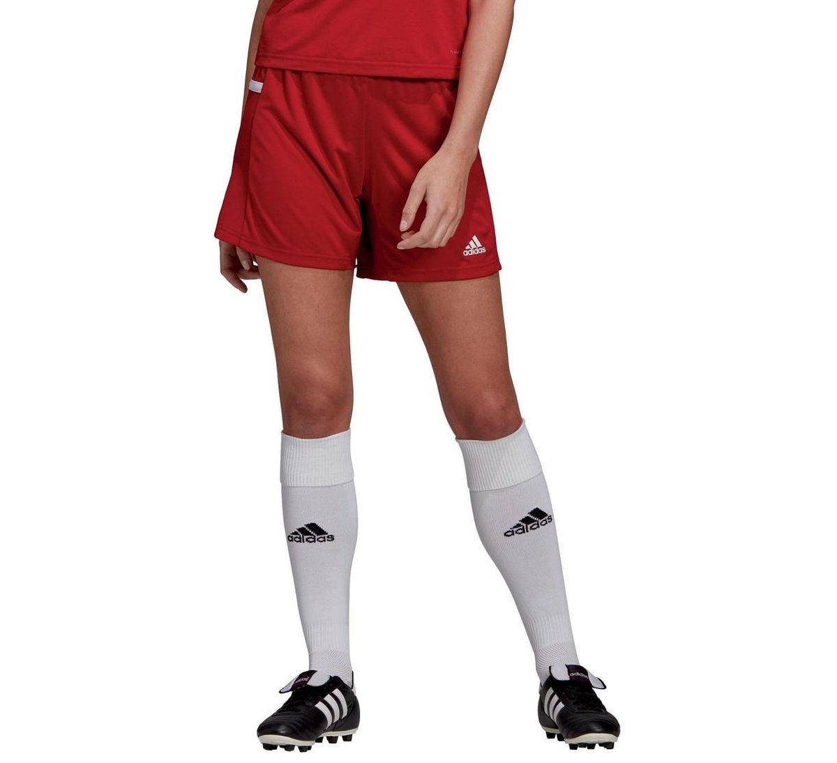 adidas T19 Short Dames Sportbroek - Maat L - Vrouwen - rood/wit | bol.com