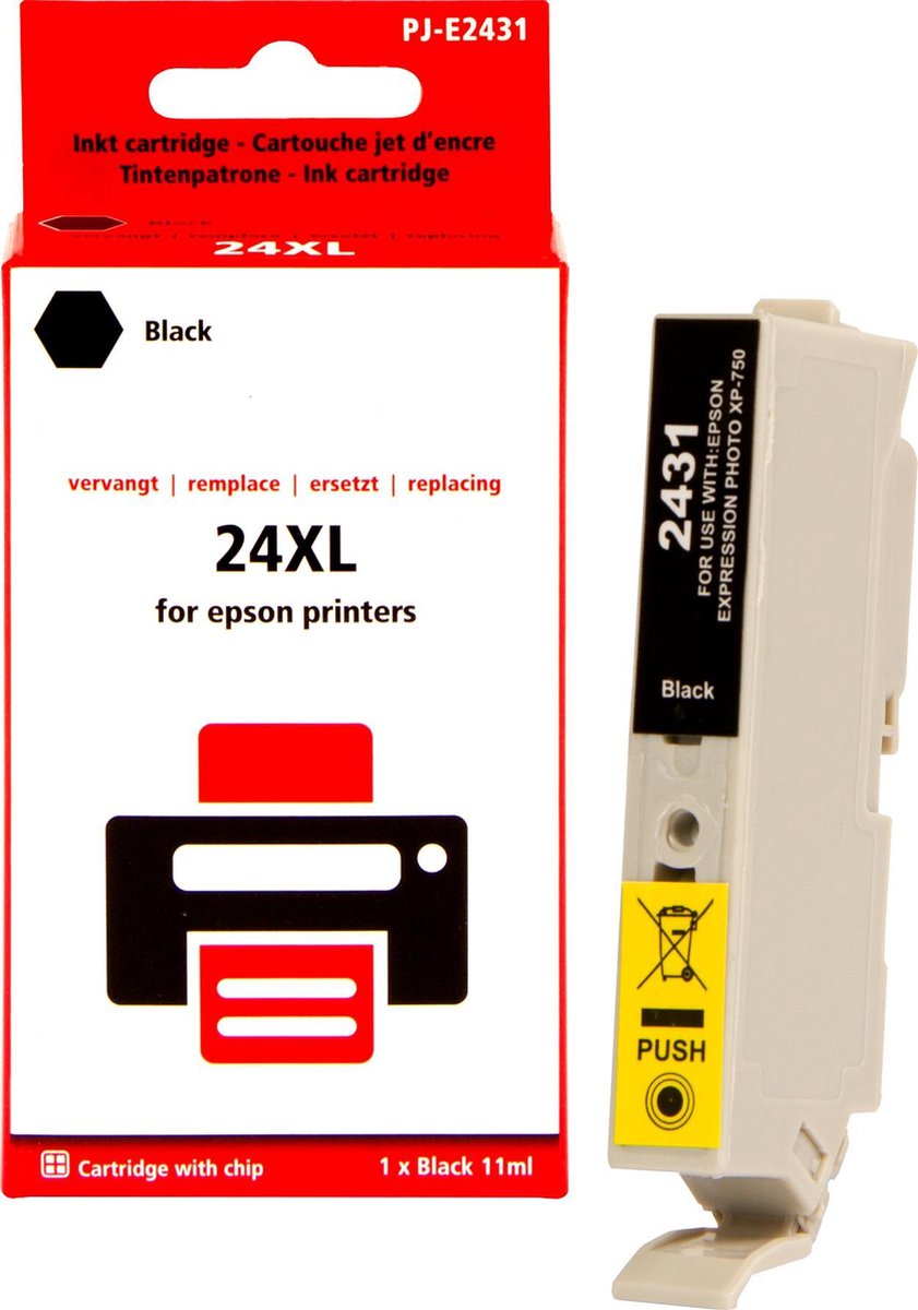 Pixeljet Epson 24 XL (T2431) Inktcartridge - Zwart | bol.com