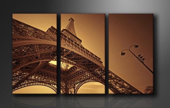 Eiffeltoren - Canvas Schilderij Drieluik 160 x 90 cm | bol