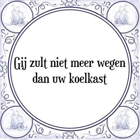 Tegeltje met Spreuk (Tegeltjeswijsheid): Gij zult niet meer wegen dan uw koelkast +... | bol