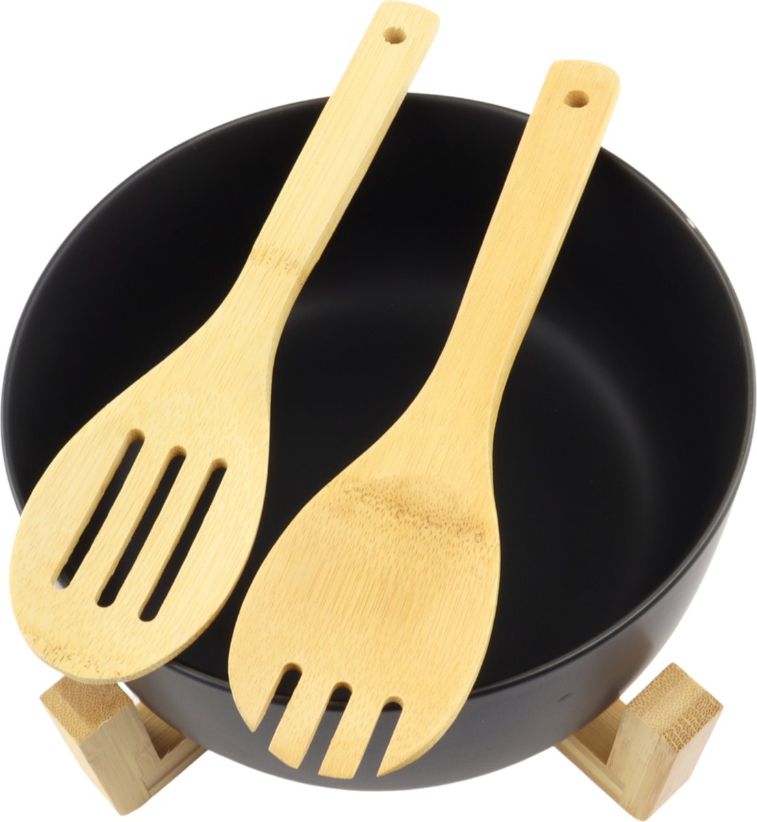 Orange85 Slakom - Saladeschaal - Zwart - Set - Bamboe - 21 cm - met ...