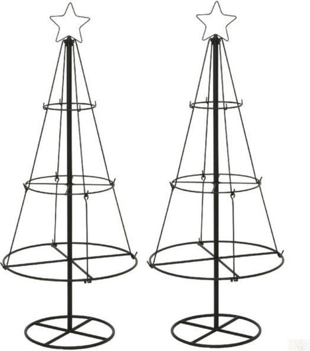 Metalen decoratie kerstboom zwart 104 cm kerstballen standaard/rek - Tafeldecoratie -... | bol.com