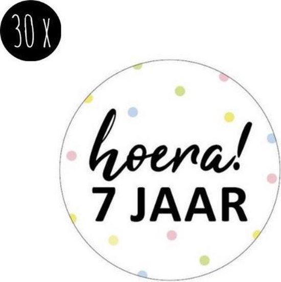 30x Sluitsticker Hoera 7 jaar! | 40 mm | Traktatiesticker Hoera ... 30x Sluitsticker Hoera 7 jaar! | 40 mm | Traktatiesticker Hoera ...