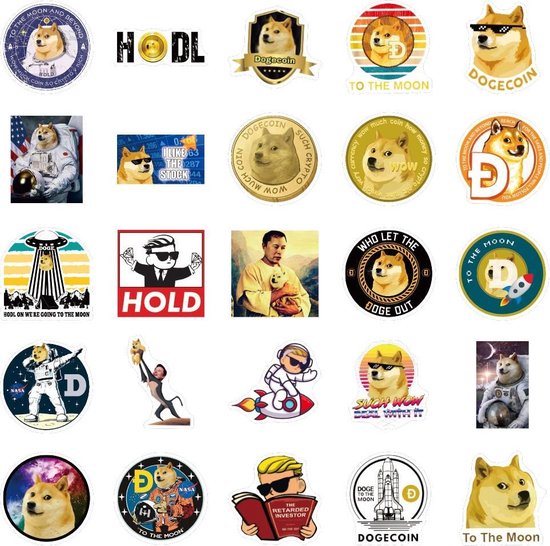 Dogecoin sticker pakket - 50 stickers voor laptop, smartphone, muur ...