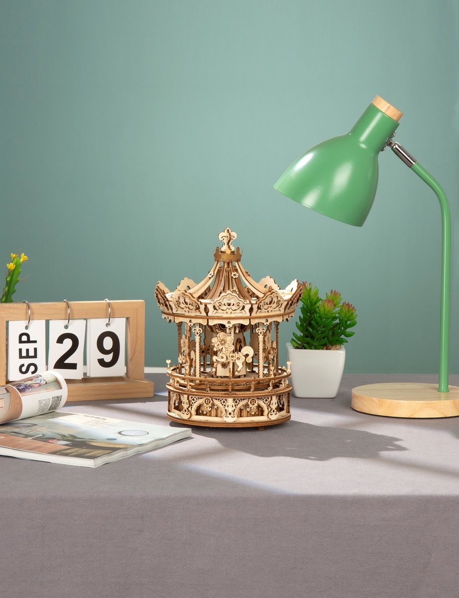 Robotime - Muziekdoos - DIY - 3D - Romantic Carousel - Houten Modelbouw ...