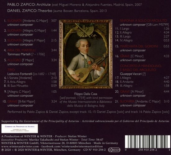 Pablo Zapico Daniel Zapico - The Pilippo Dalla Casa Collection (CD ...