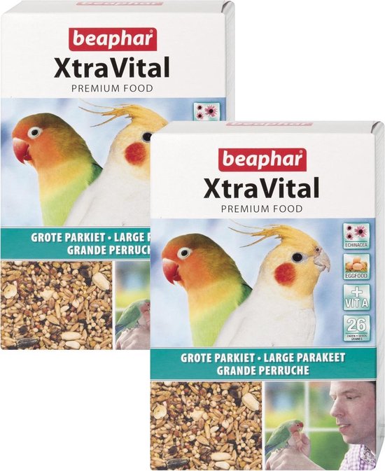 Beaphar Xtra Vital grote Parkiet - 2 St à 500 gr - Vogelvoer | bol