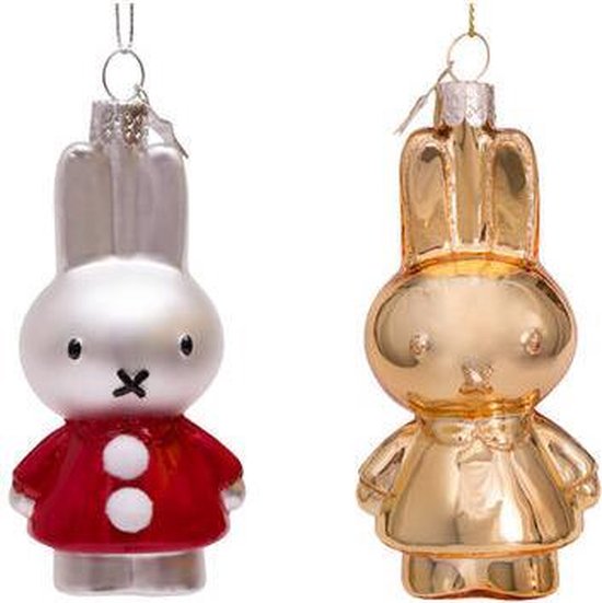 Ornament glass Nijntje/Miffy gold/santa set H9cm w/box OUT | bol.com