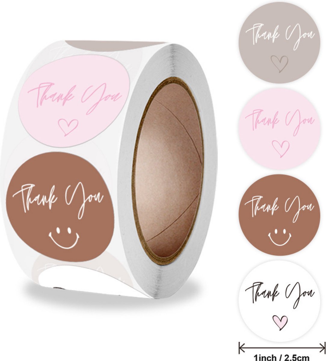 Thank you stickers - 500 stuks - 25 mm - Bedankt stickers - Small business packaging -... | bol.com