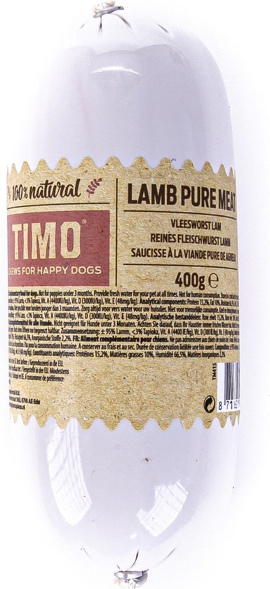 Timo Vleesworst Lam - Hondensnacks - 400 g | bol