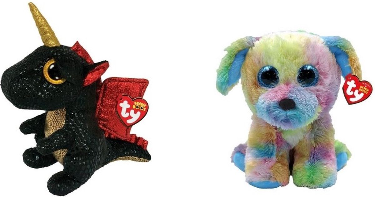 Ty - Knuffel - Beanie Boo's - Grindal Dragon & Max Dog | bol.com