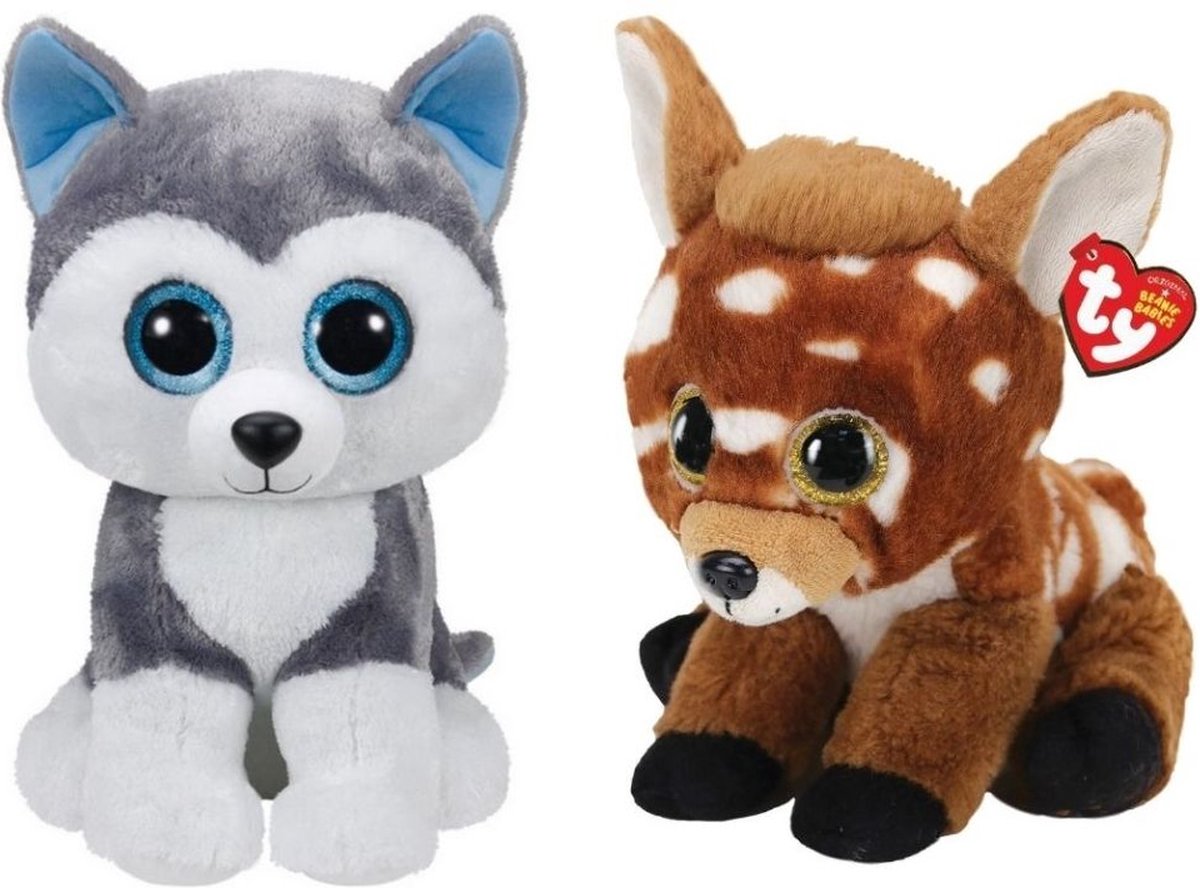 Ty - Knuffel - Beanie Buddy - Slush Husky & Buckley Deer | bol.com