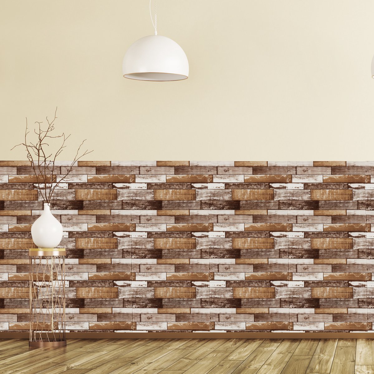 Relaxdays 20x houtstrip - 3D wandpanelen - zelfklevend - wandbekleding ...