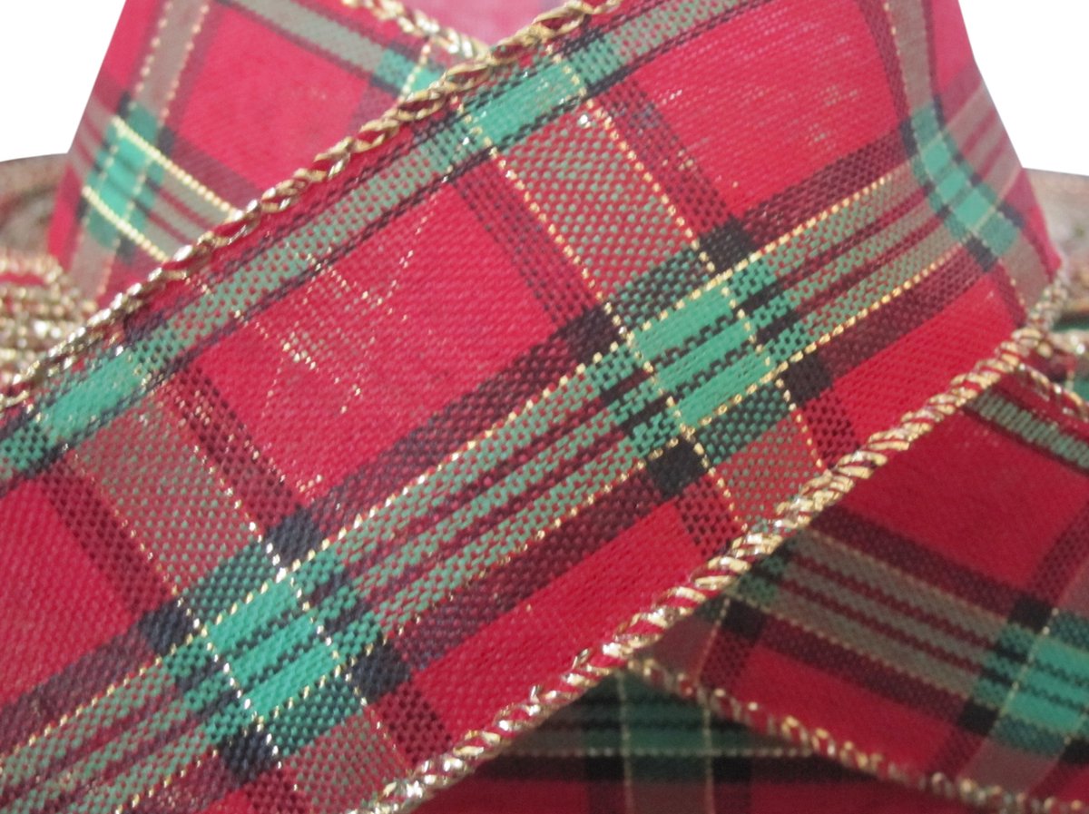 Kerst Lint met IJzerdraad | Geruit Lint Gingham | Weefband 38mm (3,8cm ...