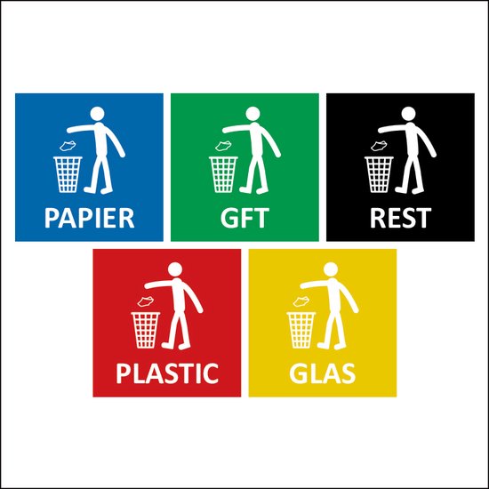 Afval Stickers met afbeelding - 5 verschillende soorten | Papier - GFT ...