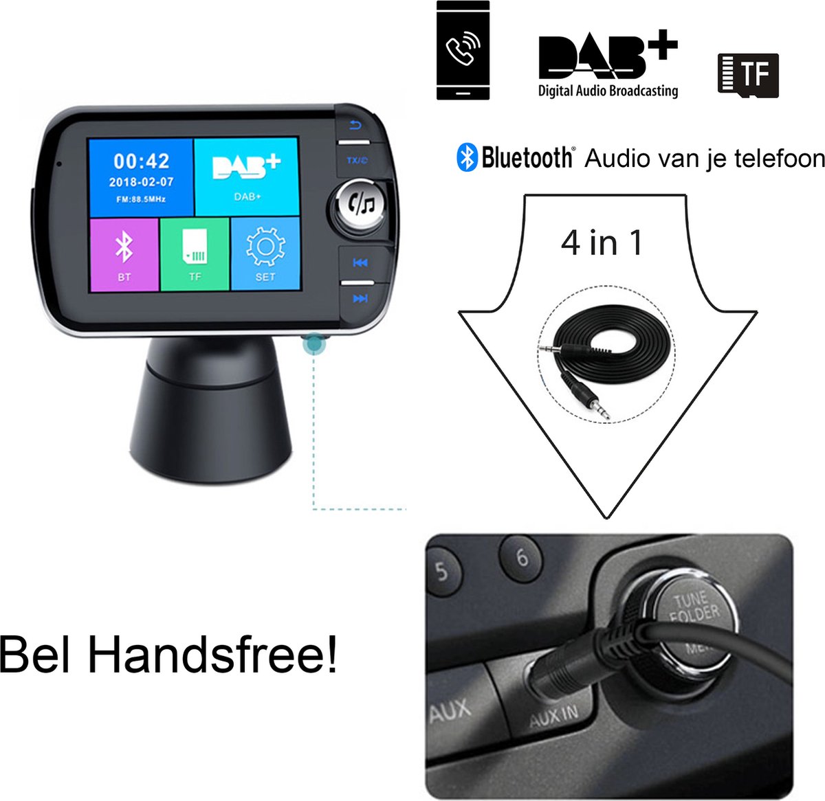 Carkit DAB+ Tuner MP3 Speler Streamer voor Auto of Vrachtwagen | bol.com
