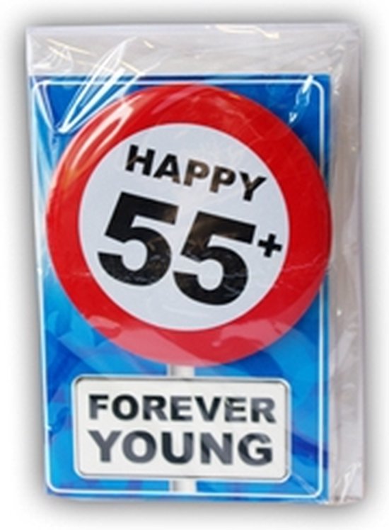Happy age kaart 55 jaar (wenskaart met button) | bol.com