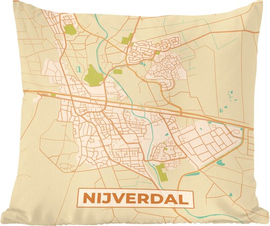 Sierkussens - Kussentjes Woonkamer - 40x40 cm - Stadskaart - Nijverdal ...