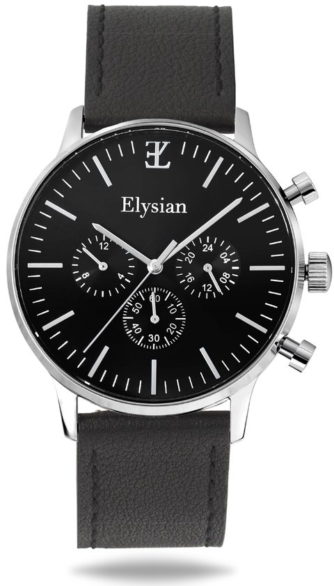 Elysian - Horloge Heren - Zilver - Vintage Leer - Waterdicht - Krasvrij ...