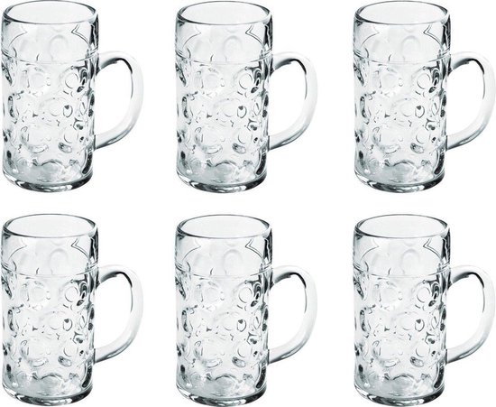 16x Bierpullen/bierglazen halve liter/50 cl/500 ml van onbreekbaar kunststof - 0,5... | bol.com