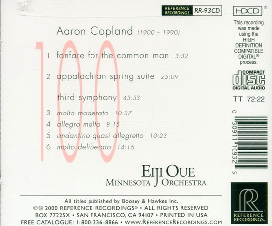 Minnesota Orchestra, Eiji Oue - Copland 100: Fanfare/Appalachian Spring ... Minnesota Orchestra, Eiji Oue - Copland 100: Fanfare/Appalachian Spring ...