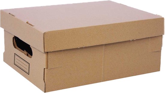 Confortime Kartonnen opbergdozen (extra large) - Bruin - Met deksel ...