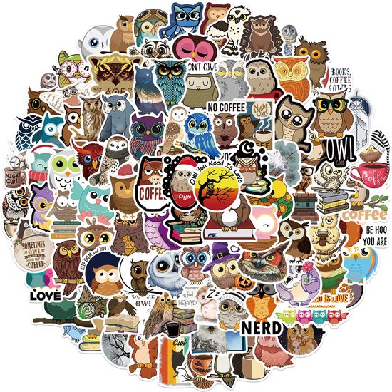 Uilen stickers - 100x Uil sticker voor laptop, muur, agenda, smartphone ...