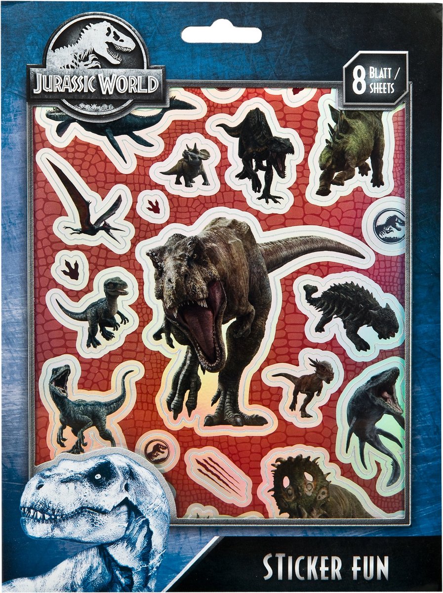 JURASSIC WORLD - DINOSAURUS STICKERS - 8 VELLEN | bol