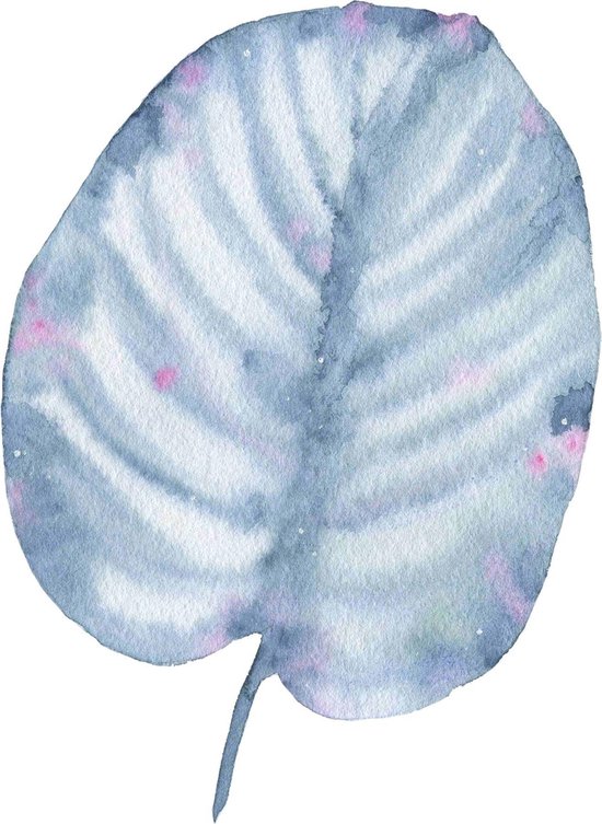 Feuille de palmier indigo aquarelle peinte à la main tropicale isolée ...