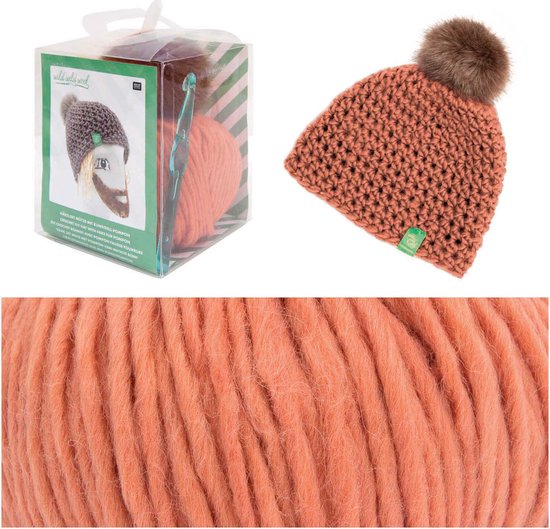 Muts Haken - Rico Design - Zalm met Pompon - Haakpakket | bol