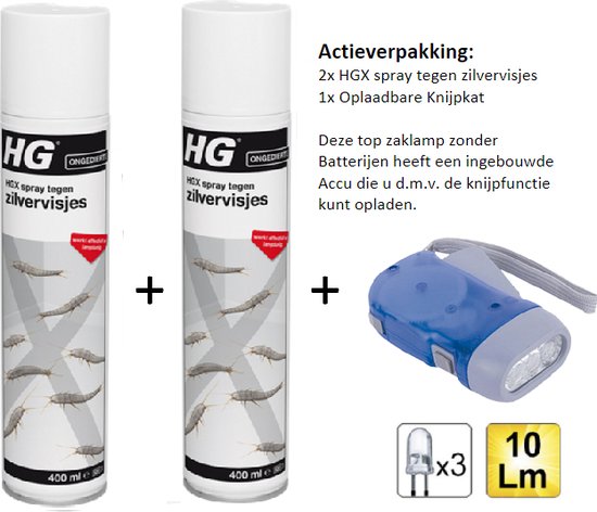 HGX spray tegen zilvervisjes - 2 stuks + Knijpkat/Zaklamp | bol.com